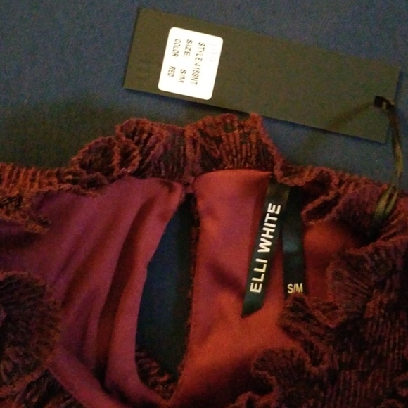 Elli White | Tops | Nwt Elli White Lace Ruffle Long Sleeve Blouse Sz S ...